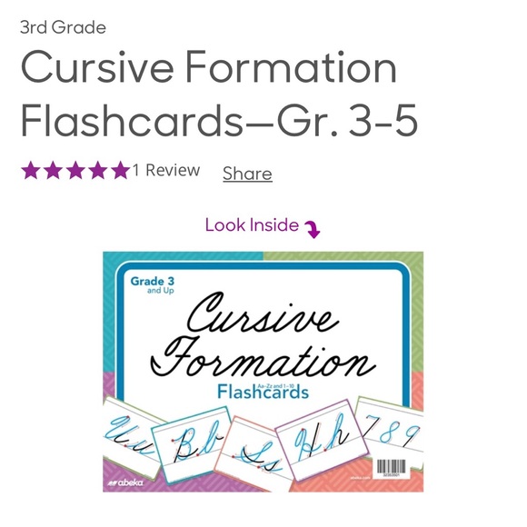 Abeka | Other | Cursive Formation Flashcards Multicolor | Poshmark